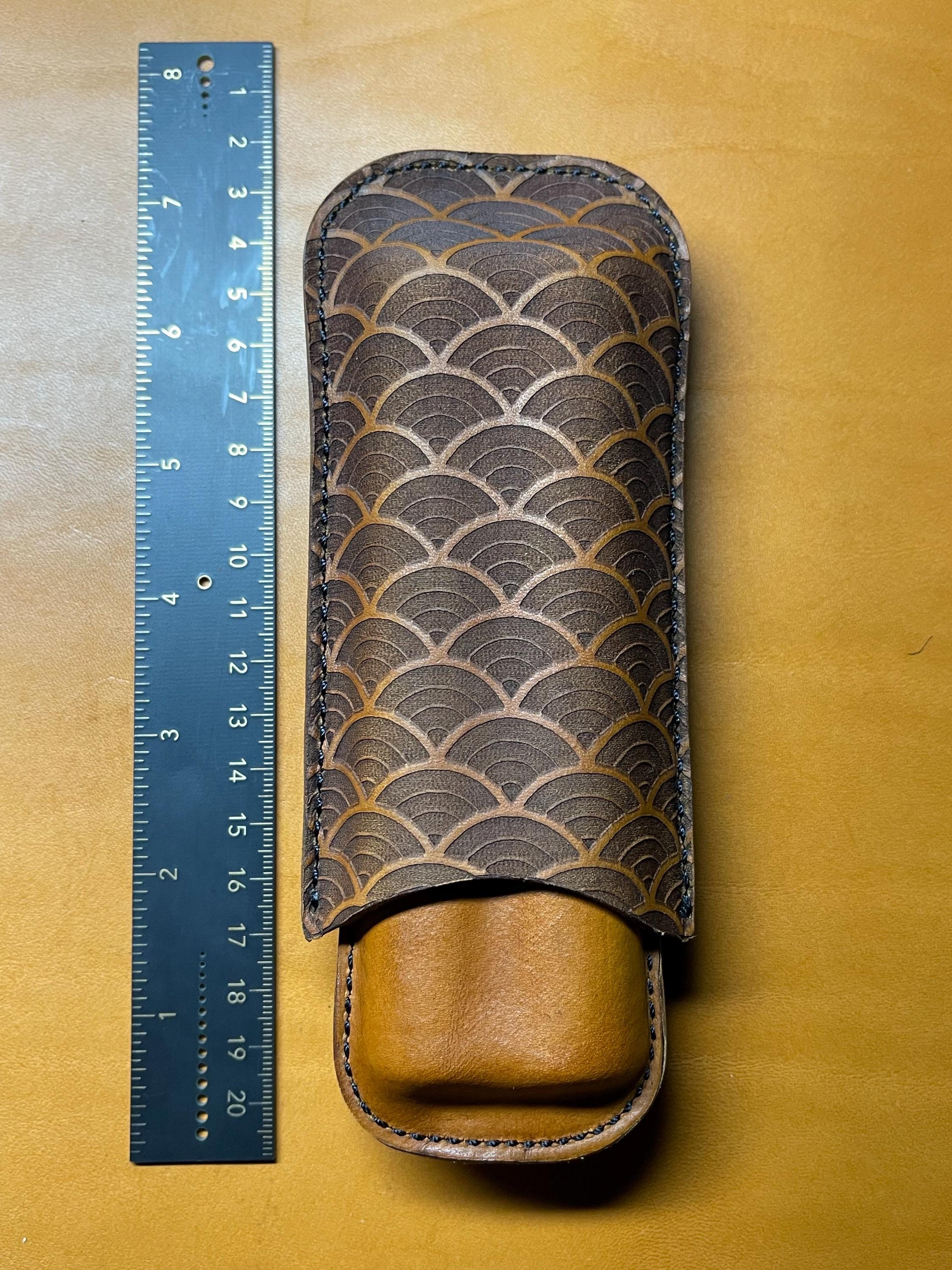 Travel Cigar Case Featuring Japanese Seigaiha Wave Pattern. Handmade 2 ...