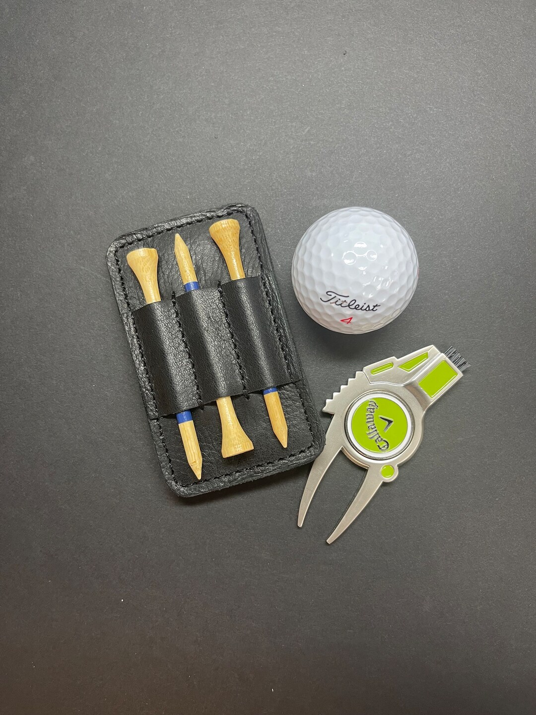 Black Leather Golf Wallet. Holds Tees and Divot Tool. Perfect Gift for ...