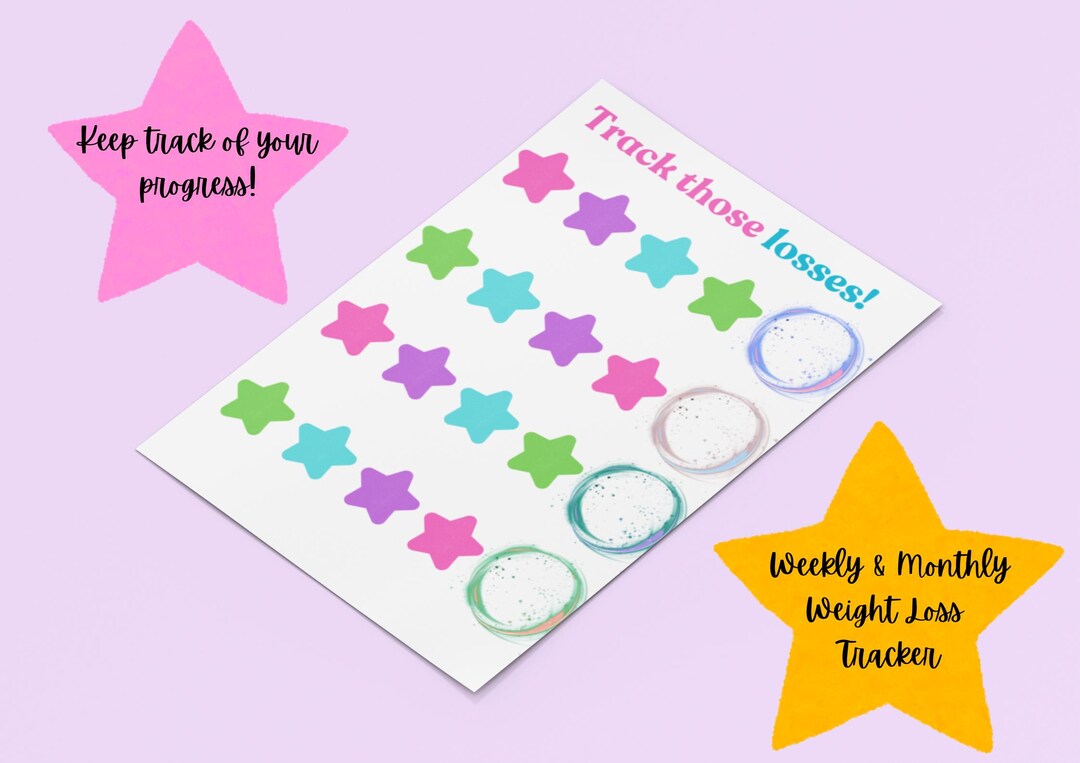 Weight Loss Tracker Printable: Weekly & Monthly Goal Chart (digital ...
