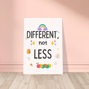 Celebrate Neurodiversity: 'different, Not Less' Poster - Autism, ADHD ...