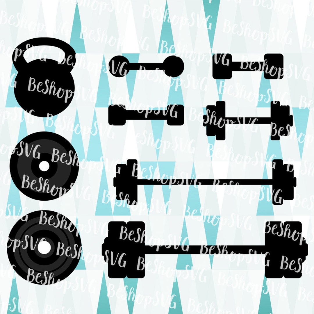 Barbell Bundle SVG, Crossfit Weights SVG, Iron on File, Monogram Frame ...