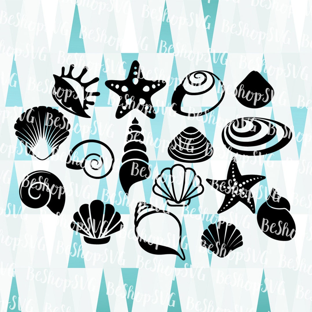 Sea Shells Bundle SVG, Summer SVG, Mermaid SVG, Beach Svg, Monogram ...