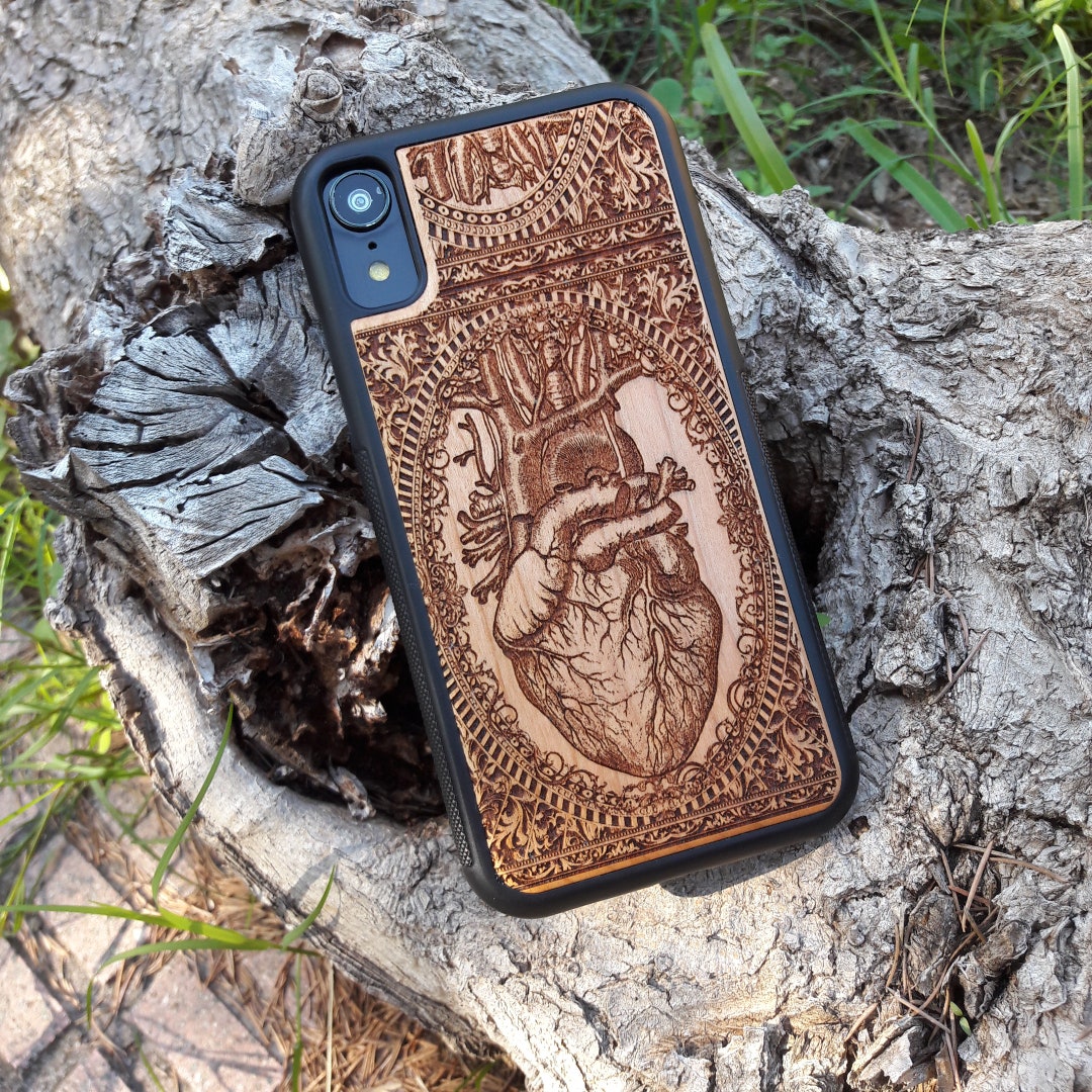 Laser Engraved Wood Phone Case for iPhone 14, 15, 16, 17 Samsung S21 ...