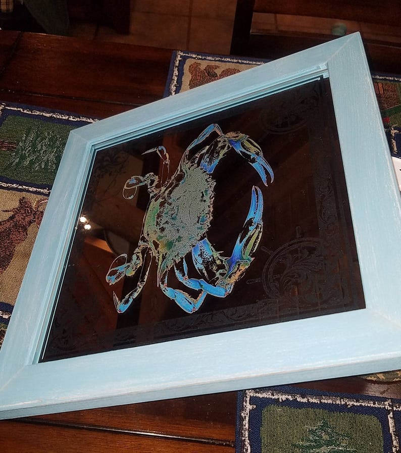 Mirror Decor Blue Crab Decor Mirror Wall Crab Gift Hanging | Etsy