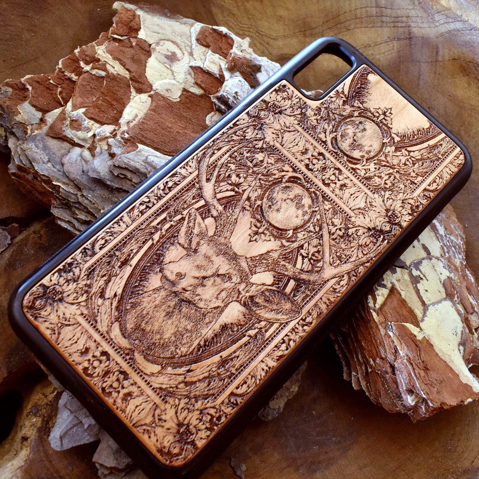 Laser Engraved Wood Phone Case for iPhone 13, 14, 15, 16, Samsung S21 ...
