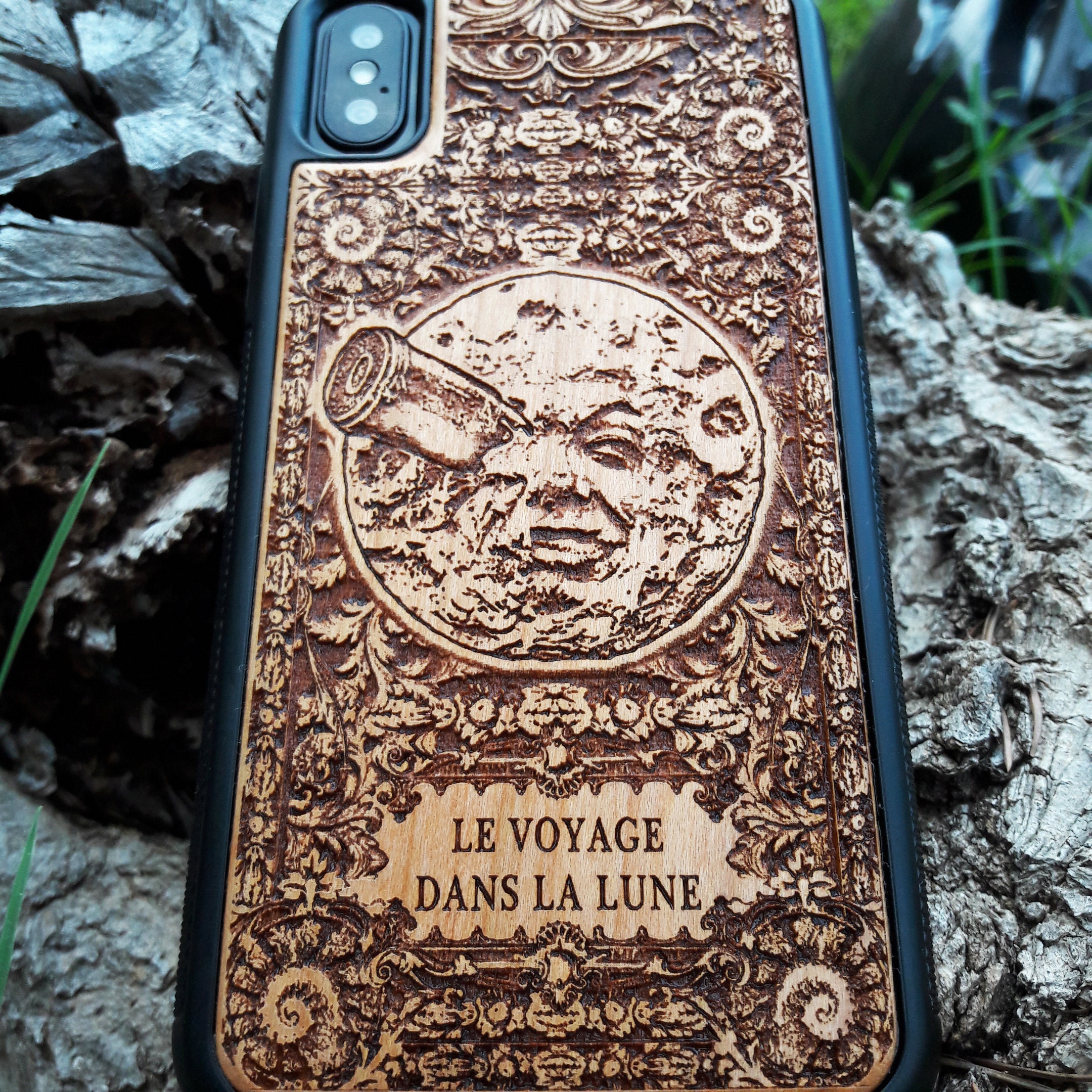 Laser Engraved Wood Phone Case for iPhone 14, 15, 16, 17 Samsung S21 ...