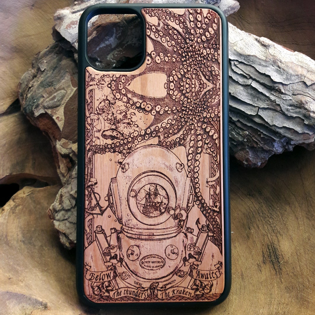 Laser Engraved Wood Phone Case for iPhone 14, 15, 16, 17 Samsung S21 ...