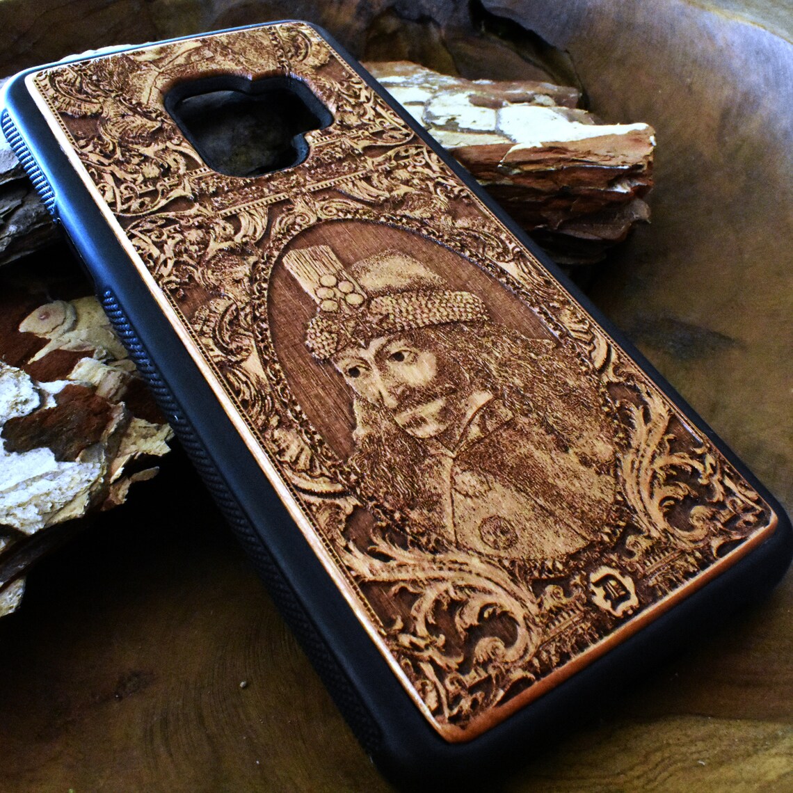 Laser Engraved Wood Phone Case for iPhone 14, 15, 16, 17 Samsung S21 ...