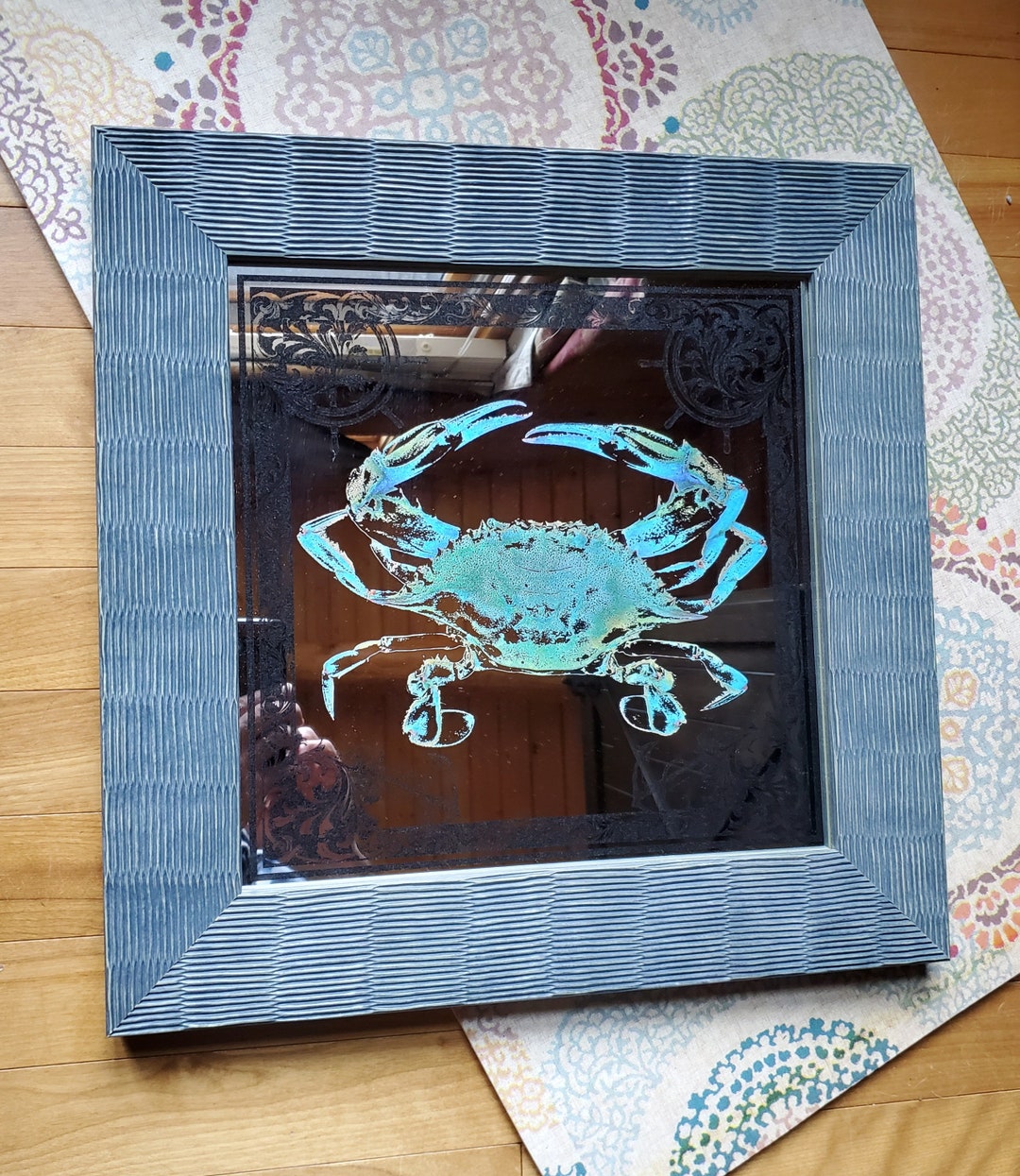 Mirror Decor, Blue Crab Decor, Mirror Wall, Crab Gift, Hanging Crab ...