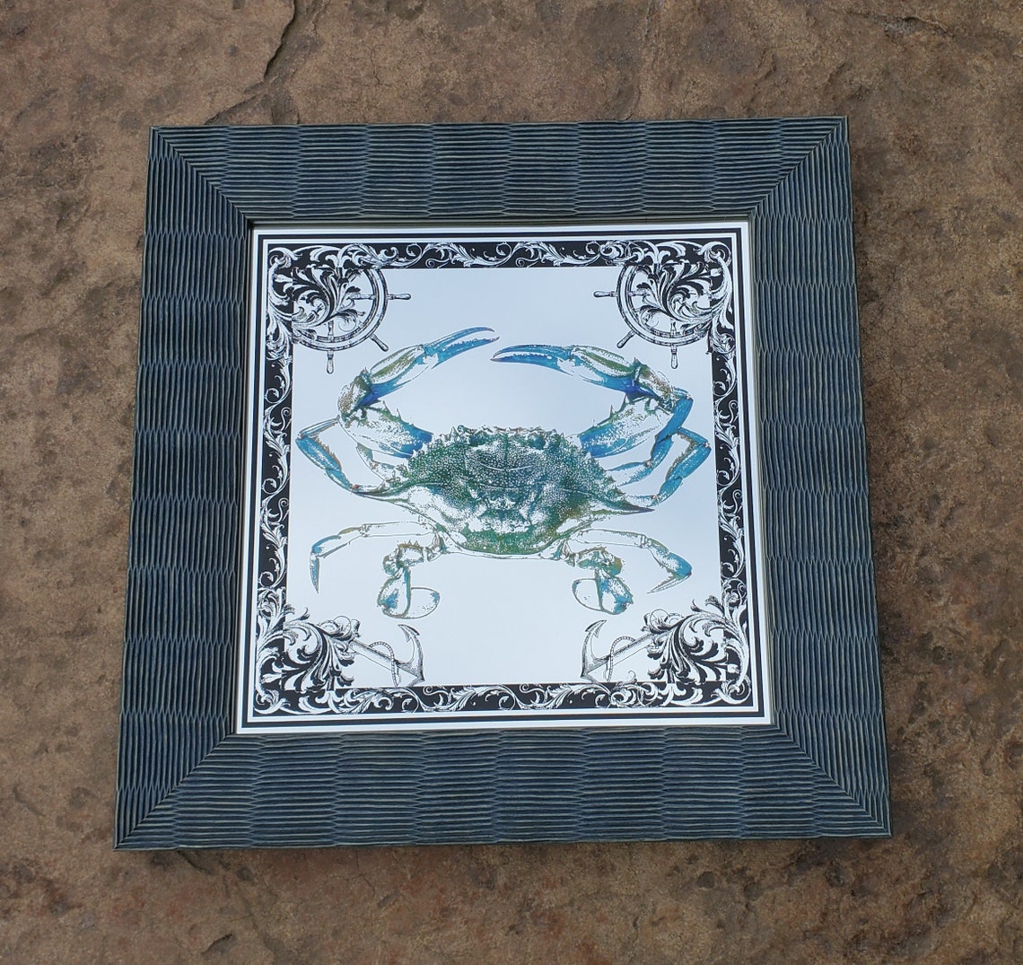 Mirror Decor Blue Crab Decor Mirror Wall Crab Gift Hanging | Etsy