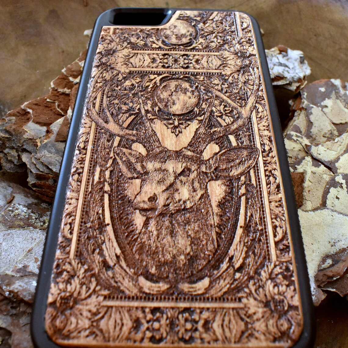 Laser Engraved Wood Phone Case for iPhone 13, 14, 15, 16, Samsung S21 ...