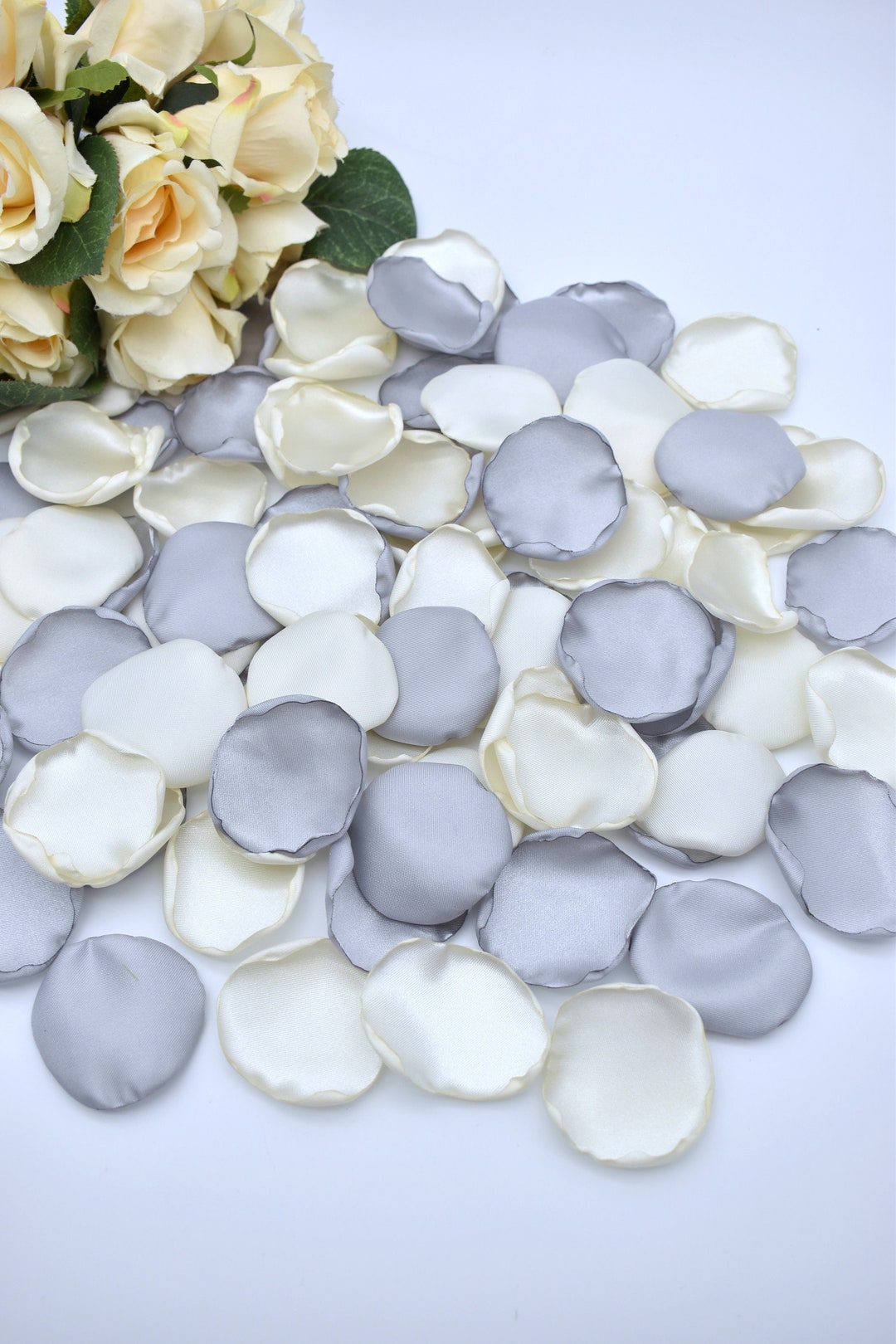 Silver Rose Petals, Ivory Petals Silver Wedding Decorations Flower Girl ...