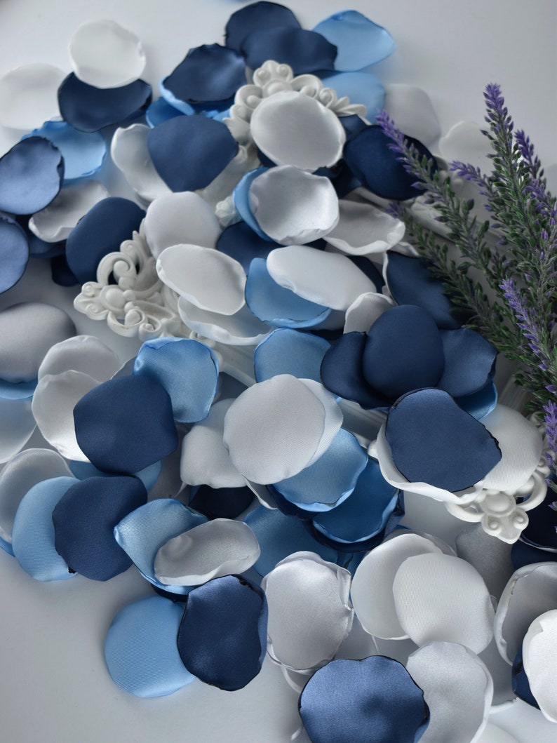 Steel Blue Rose Petals Sky Blue Silver White Rose Petals - Etsy