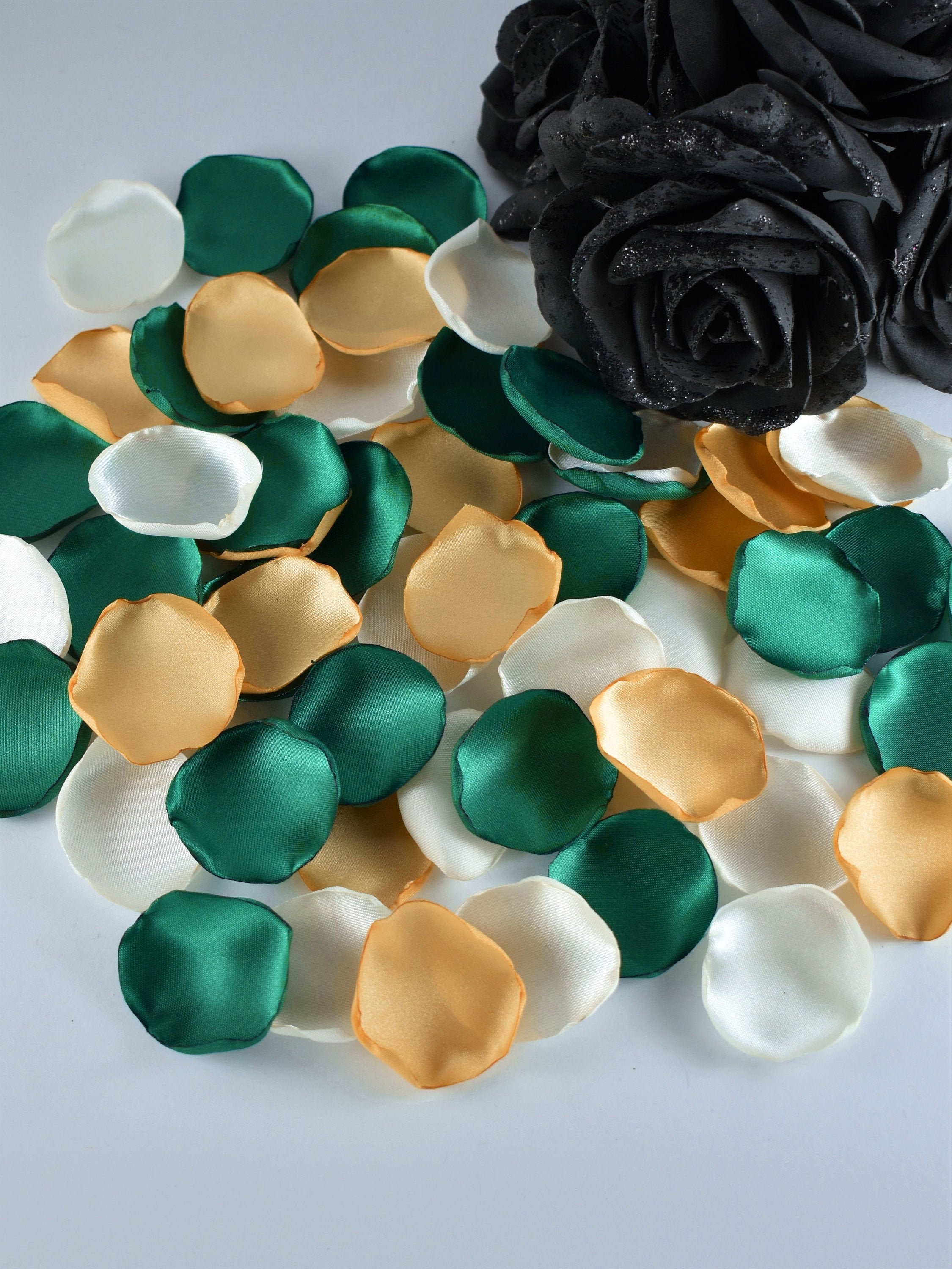 Emerald Green Rose Petals Gold Flower Petals Ivory Petals - Etsy