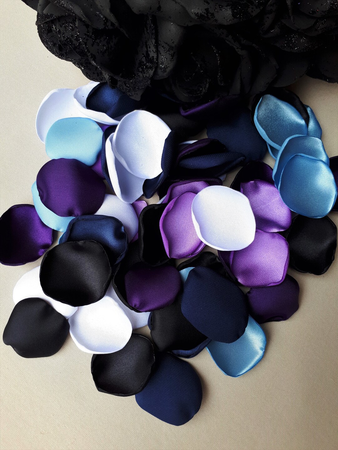 Halloween Corpse Bride Themed Purple, Black White & Blue Satin Rose ...