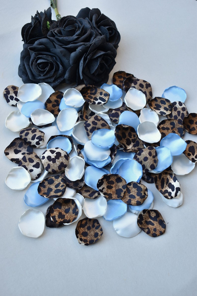 Cheetah Sky Blue & Ivory Rose Petals Cheetah Wedding Decor - Etsy