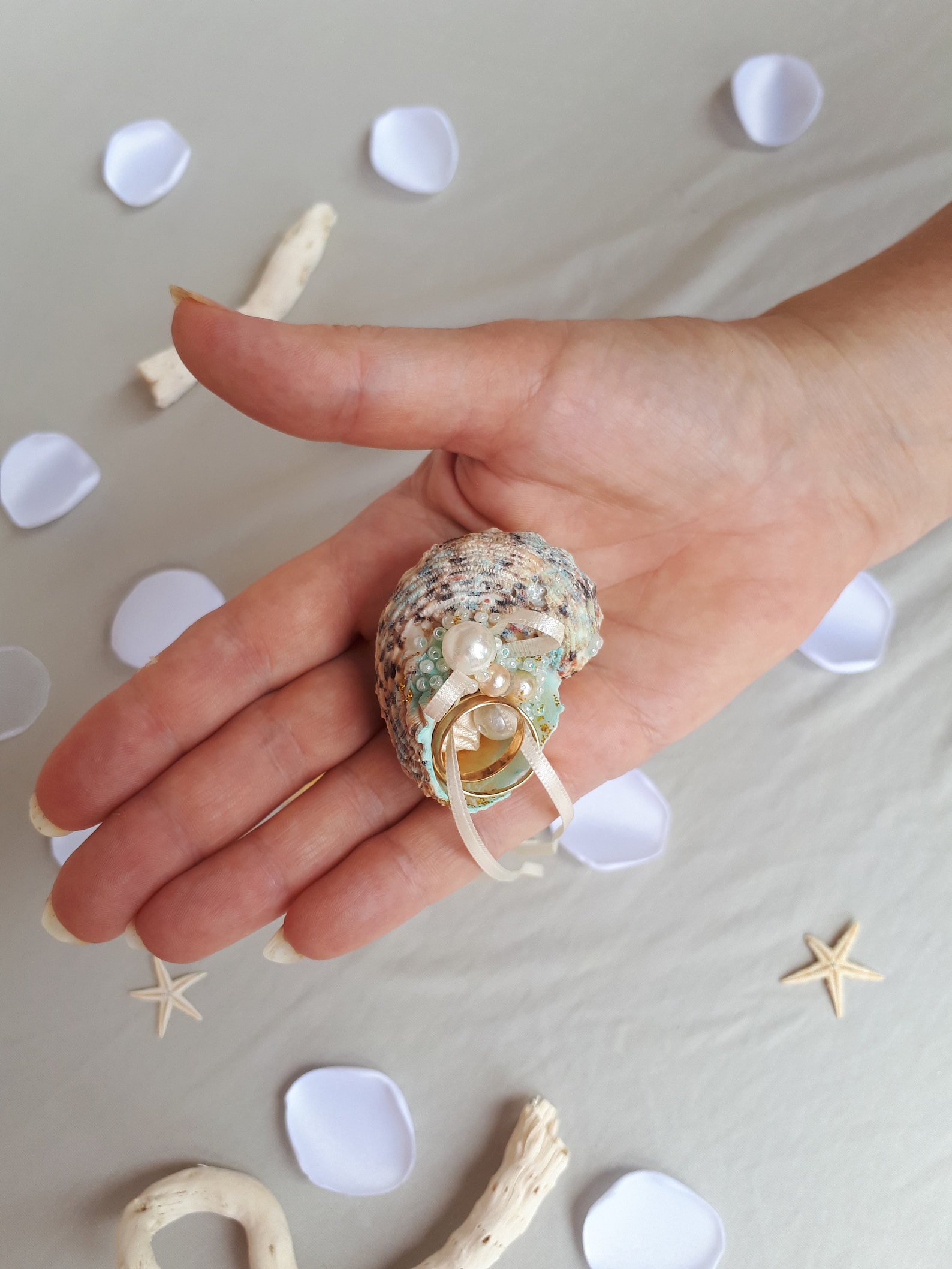 Shell Ring Holder Wedding Ring Holder Seashell Ring Bearer | Etsy