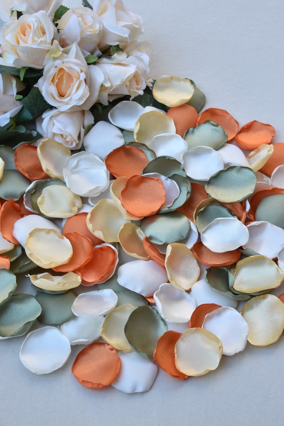 Sage Green Burnt Orange Light Gold Ivory Rose Petals - Etsy
