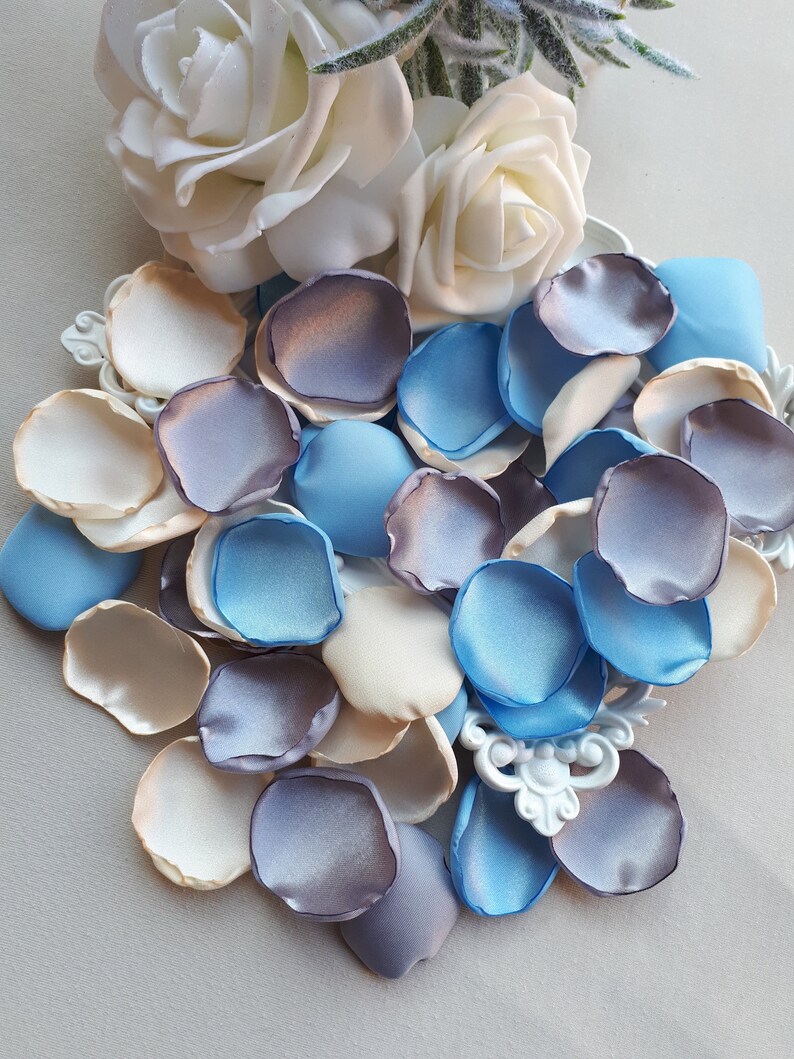 Ivory Rose Petals, Grey Flower Petals, Sky Blue Petals Wedding ...