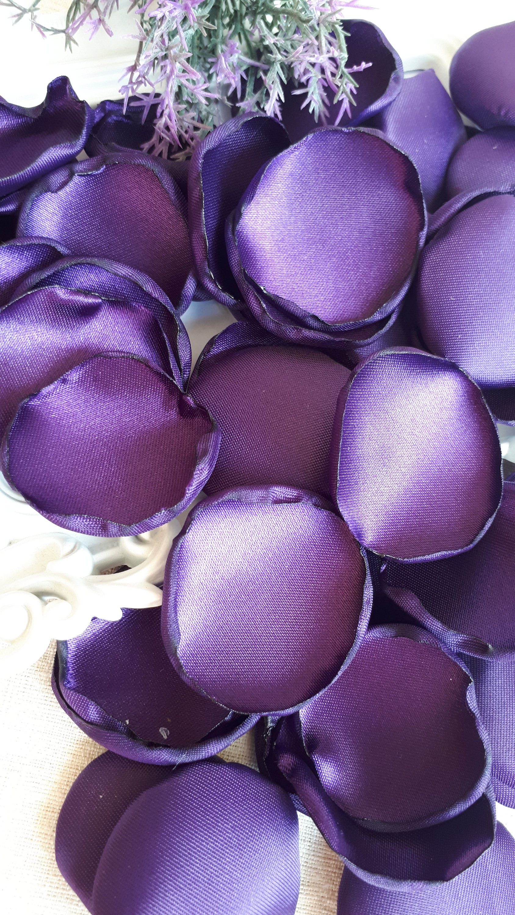 Violet Purple Rose Petals Handmade Satin Rose Petals Wedding | Etsy