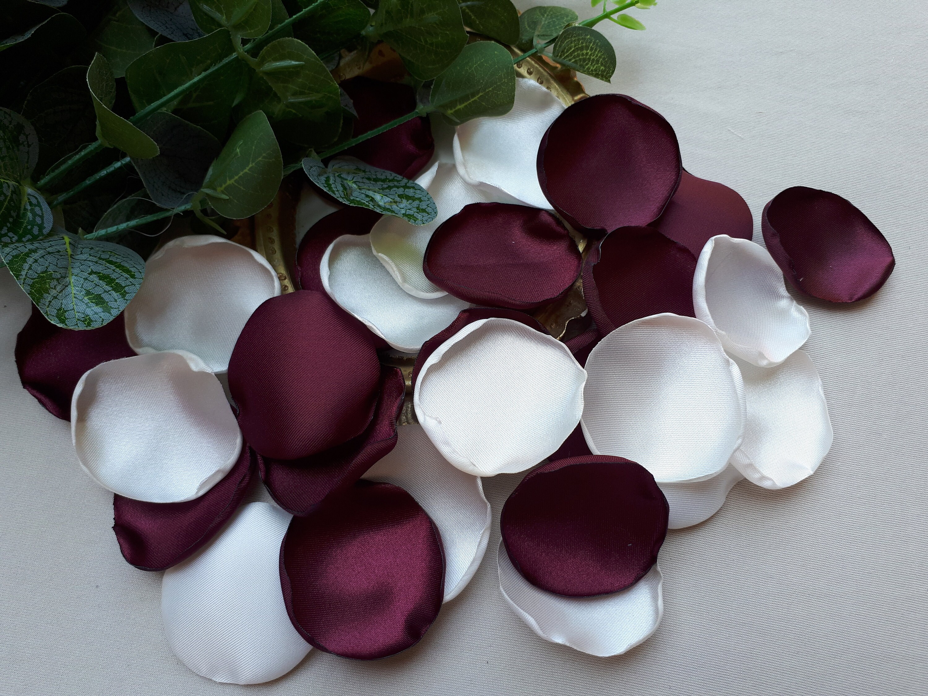 NEW Maroon Dark Burgundy Handmade Rose Petals, White Flower Petals ...
