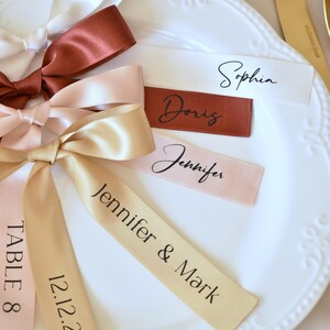 Personalized Ribbon Place Setting | Custom Name Bow for Wedding Table ...
