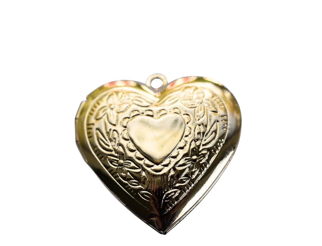 Heart Locket 14K Gold Plate- With Leather Cord Necklace Included ...