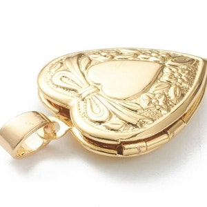 18K Gold Plate Heart Locket Pendant, Photo Frame Heart Locket Pendant ...