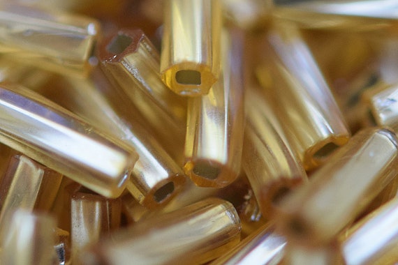 Metallic Gold Bugle Beads Glass Bugle Beads Metallic Gold - Etsy