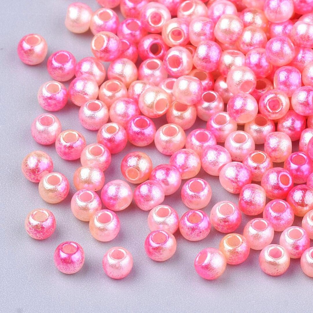 Hot Pink Rainbow Beads 8mm, Pink Rainbow Beads 8mm, Imitation Pearl ...