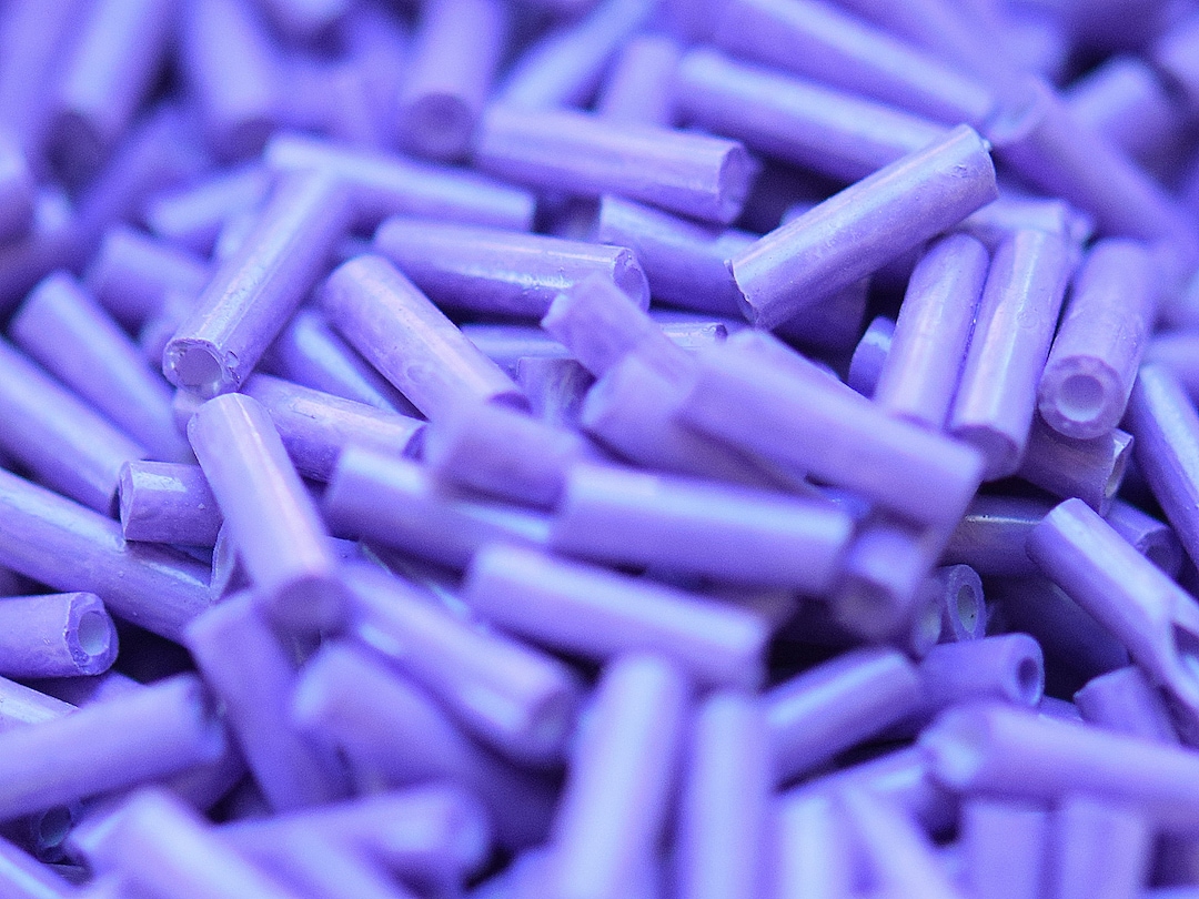 26 Grams Medium Purple Bugle Beads Size 6mm, Purple Bugle Beads, Glass ...