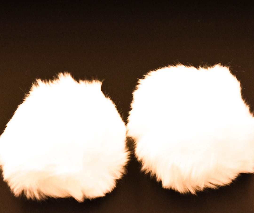 2 Large White Pom Poms, Faux Rabbit Fur Pom Poms, 55mm Pom Poms, Craft ...