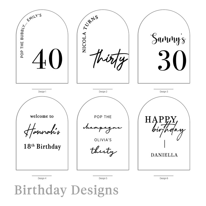 Arch Table Sign Black Acrylic Birthday Bday Sign Event - Etsy