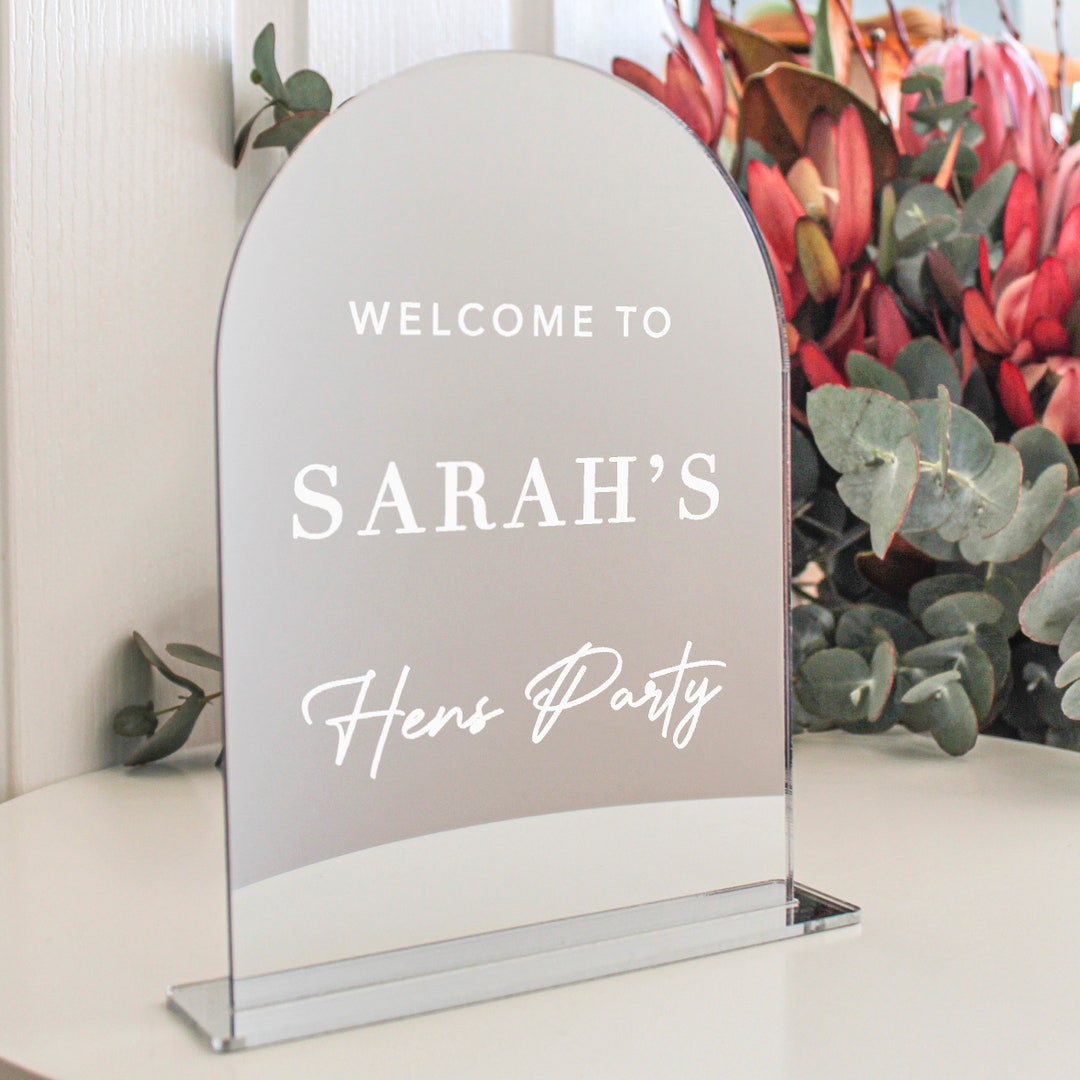 Arch Table Sign, Silver Acrylic, Bridal Shower, Hens Sign, Event Sign ...