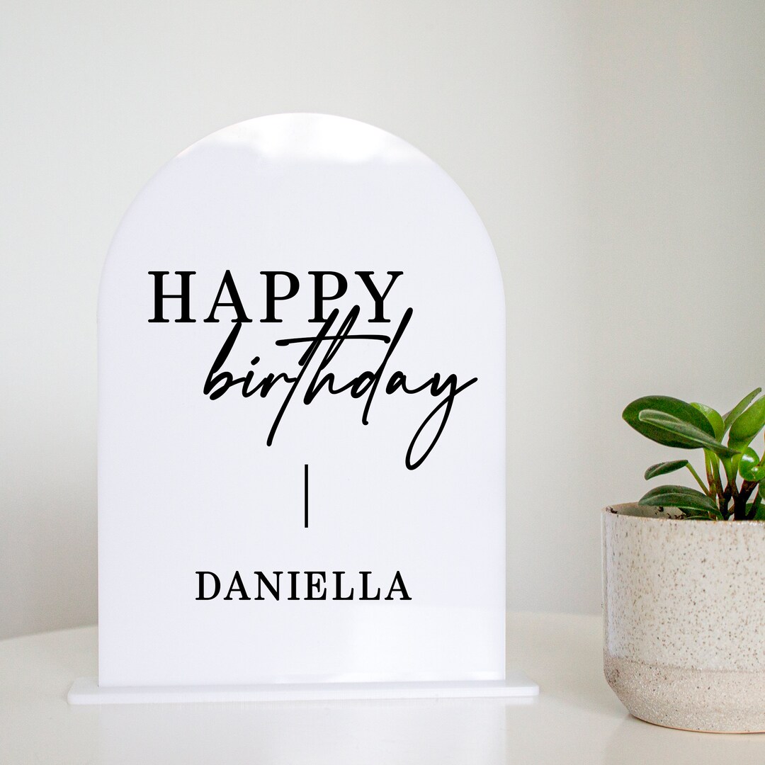 White Acrylic Arch Table Sign: Personalized Birthday Party Decor - Etsy