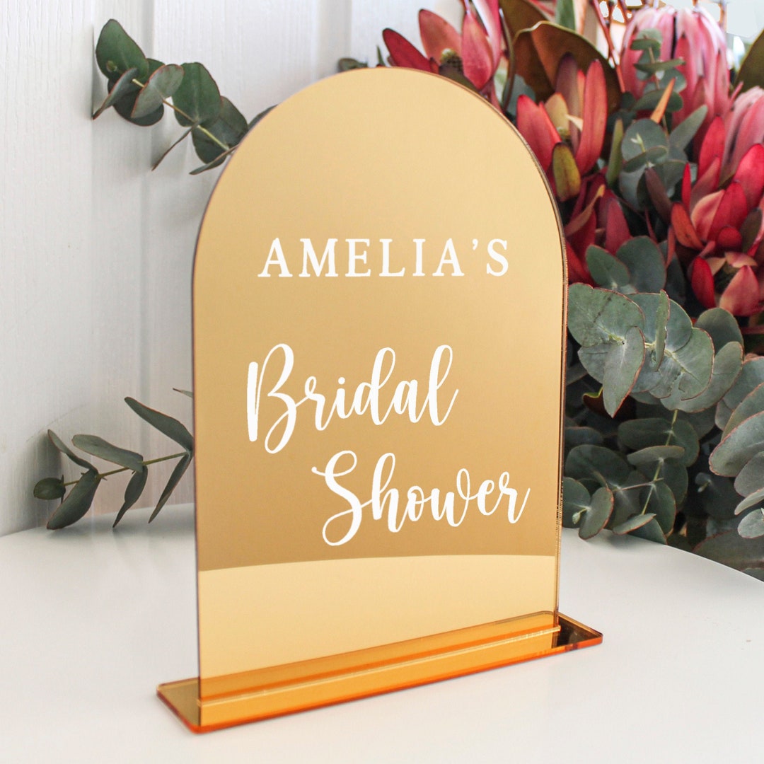 Arch Table Sign, Gold Acrylic, Bridal Shower, Hens Sign, Event Sign ...