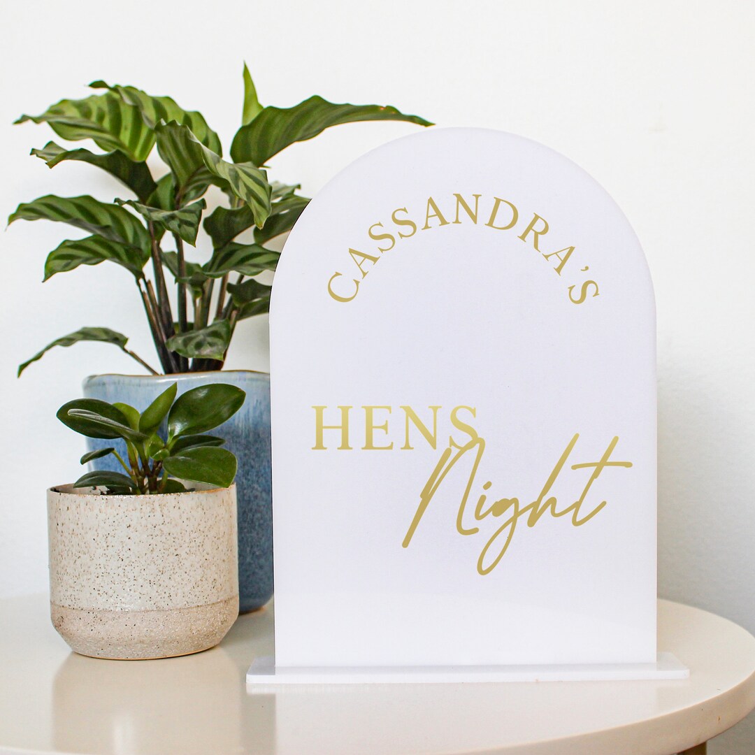 Arch Table Sign, White Acrylic, Bridal Shower, Hens Sign, Event Sign ...