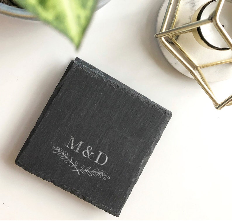 4 Personalised Slate Coasters Wedding Gift House Warming - Etsy