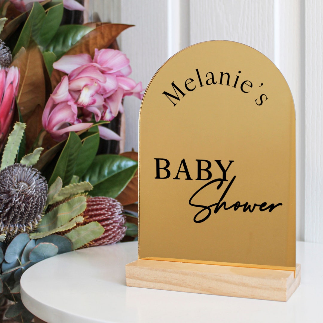 Arch Table Sign, Gold Acrylic, Baby Shower, Gender Reveal, Event Sign ...