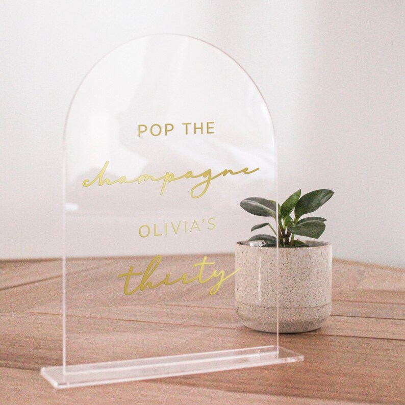 Arch Table Sign Clear Acrylic Birthday Bday Sign Event | Etsy