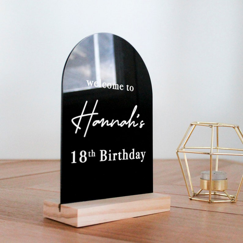 Arch Table Sign Black Acrylic Birthday Bday Sign Event - Etsy