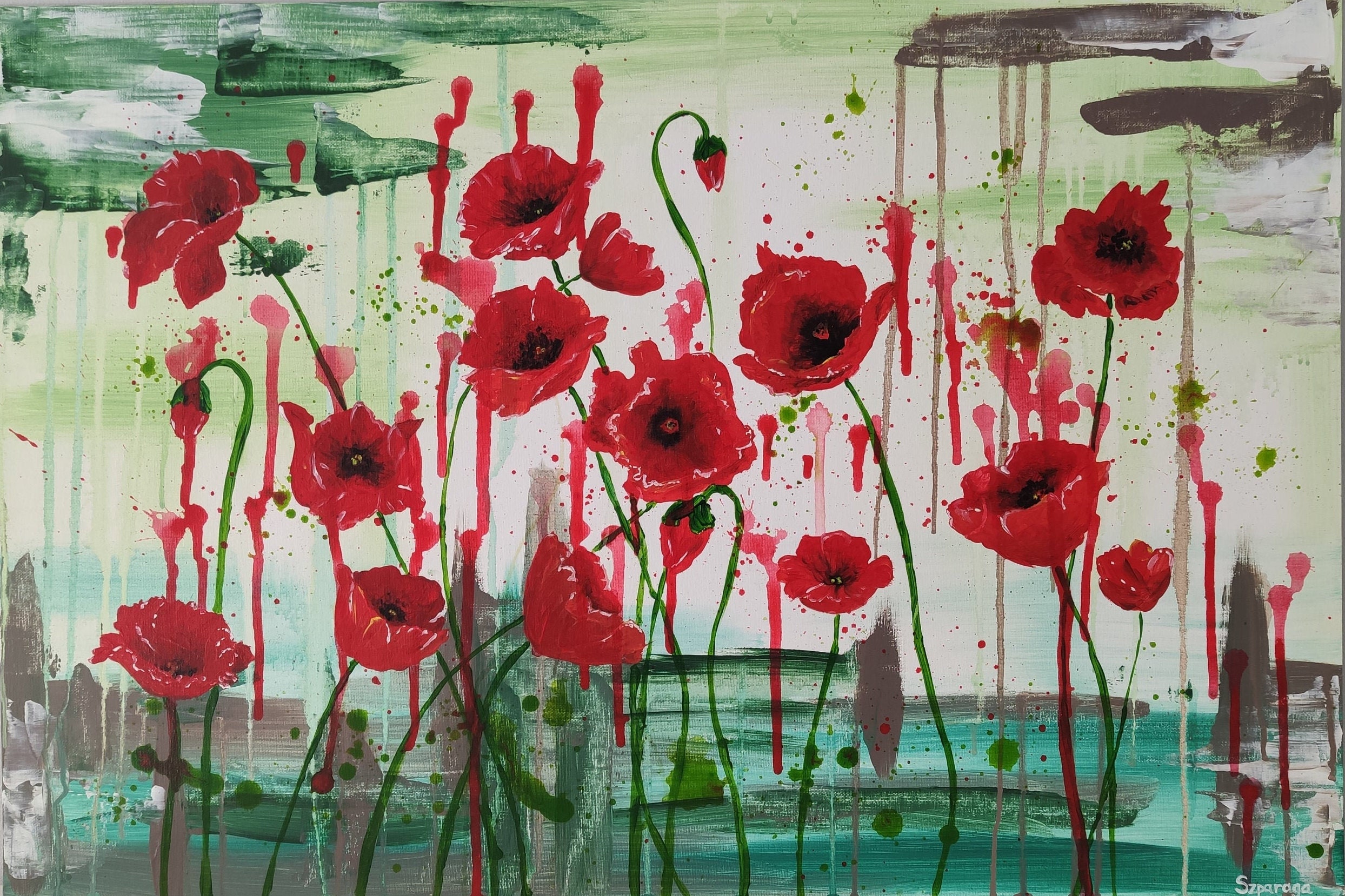 Abstract poppies / Original Painting / Original Art / Canvas art ...