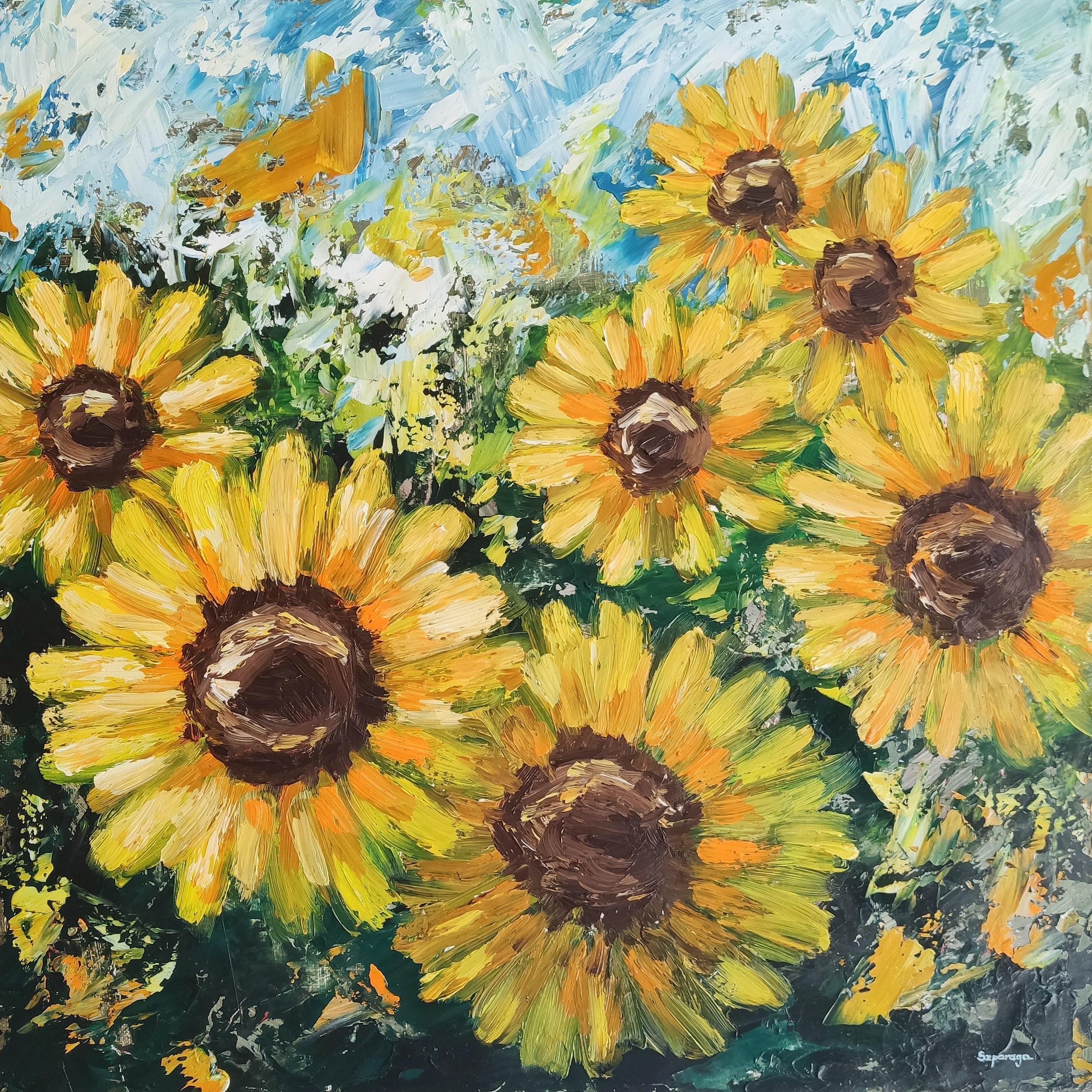 Campo de rayos de sol / Pintura original / Arte original / Arte del ...