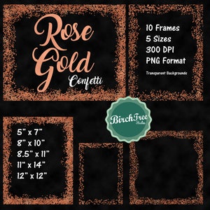 Rose Gold Confetti Clipart Borders Confetti Frame Clipart - Etsy