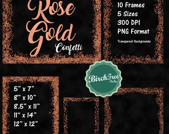 Gold Confetti Borders Confetti Frame Clipart Border | Etsy