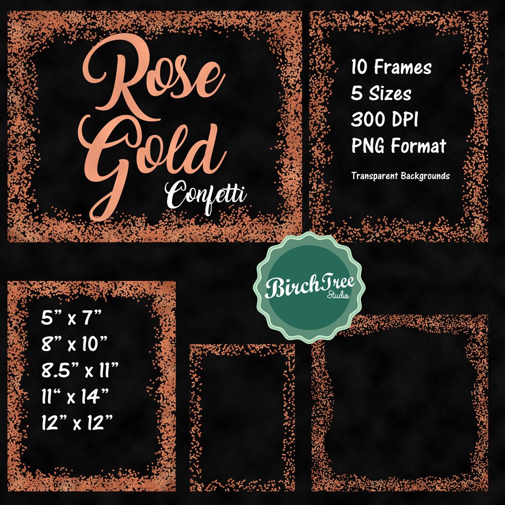 Rose Gold Confetti Clipart Borders Confetti Frame Clipart | Etsy