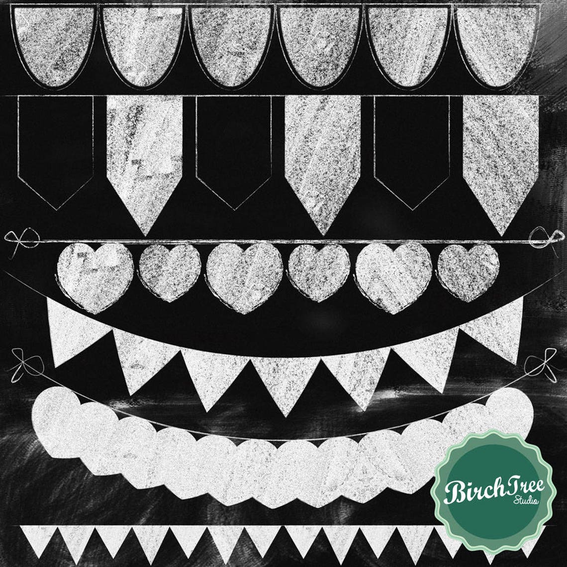 Chalkboard Clipart Bunting Chalkboard Banners Clipart Chalk Board ...