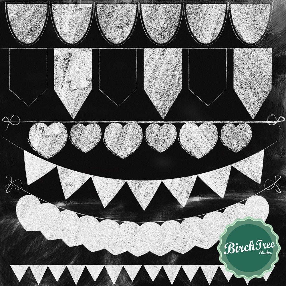 Chalkboard Clipart Bunting Chalkboard Banners Clipart Chalk Board ...