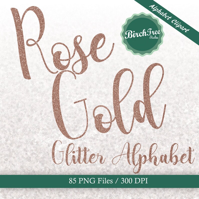 Rose Gold Glitter Alphabet, Rose Gold Sparkle Letters, Rose Gold ...