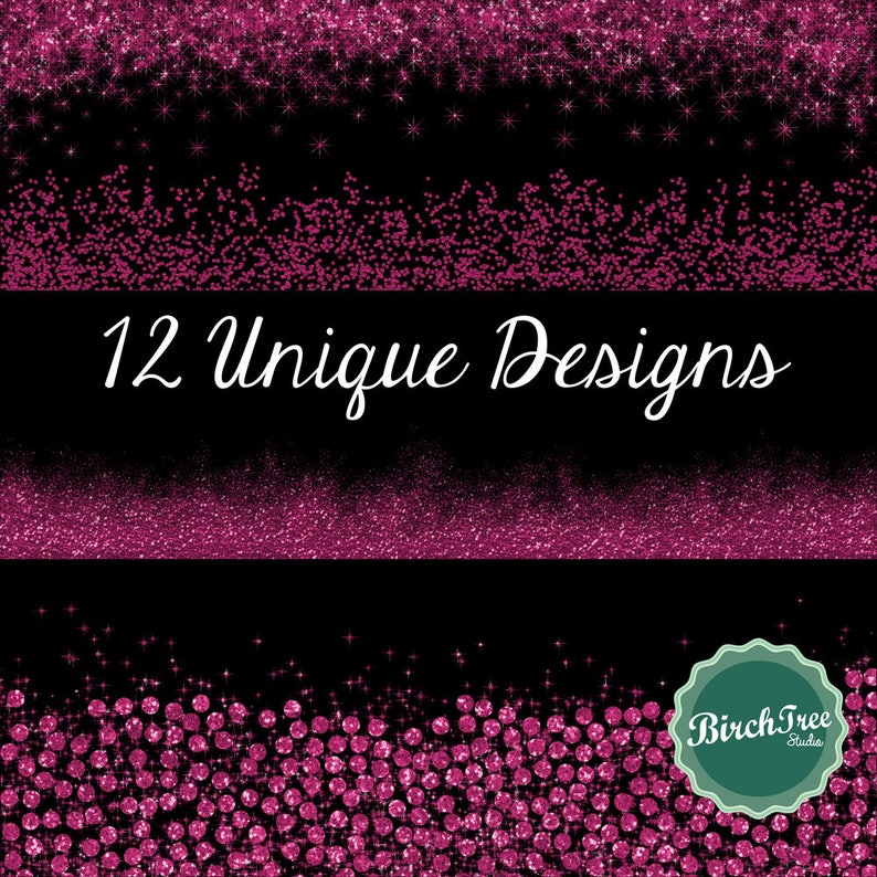 Pink Confetti Glitter Clipart Digital Glitter Borders Invitation ...
